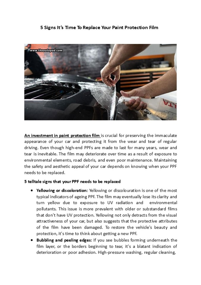 PPT – 5 Signs It’s Time To Replace Your Paint Protection Film PowerPoint presentation | free to ...