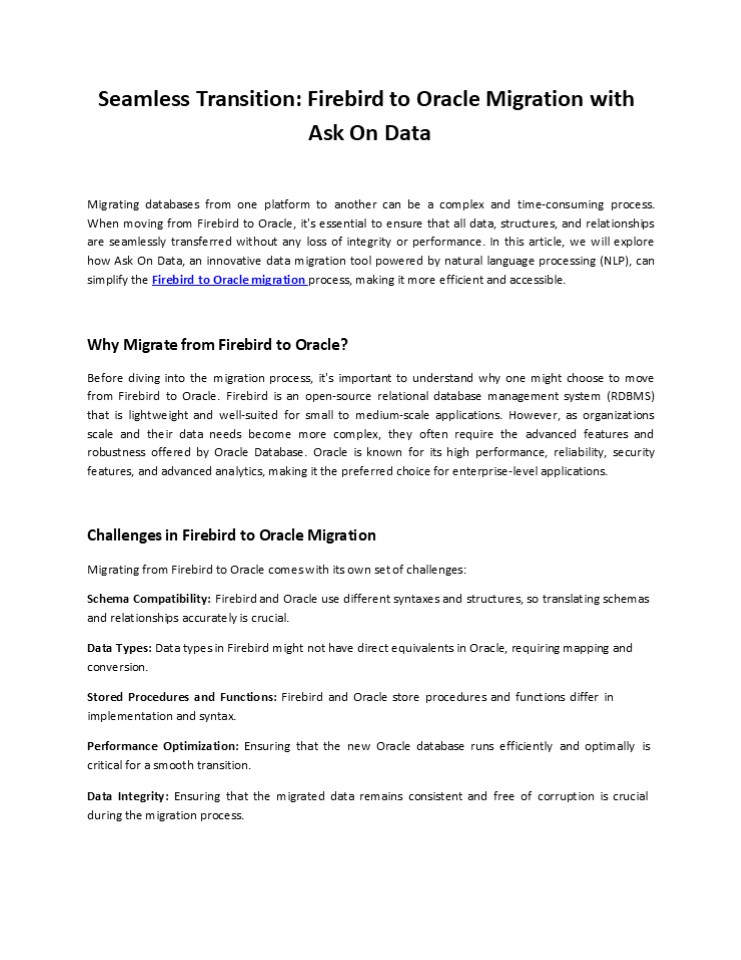 Seamless Transition: Firebird to Oracle Migration with Ask On Data presentation | free to download