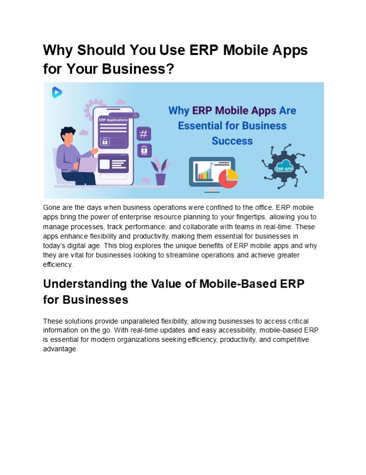 ERP Mobile Apps: Simplifying Business Operations on the Go presentation | free to download