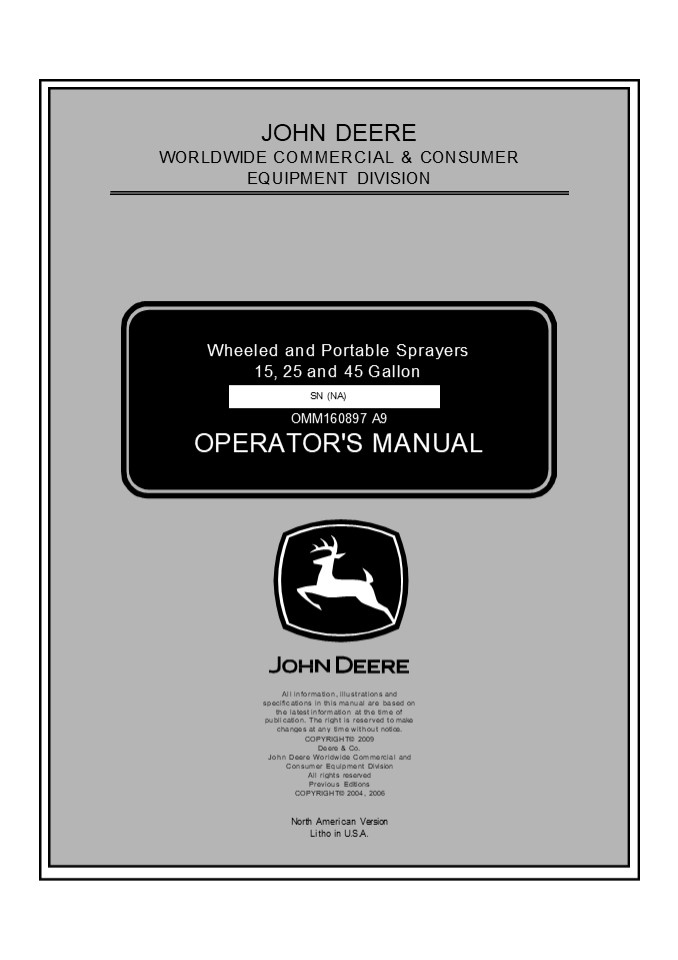 John Deere 15 25 and 45 Gallon Wheeled and Portable Sprayers Operator’s ...