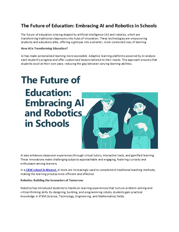 The Future of Education: Embracing AI and Robotics in Schools ...