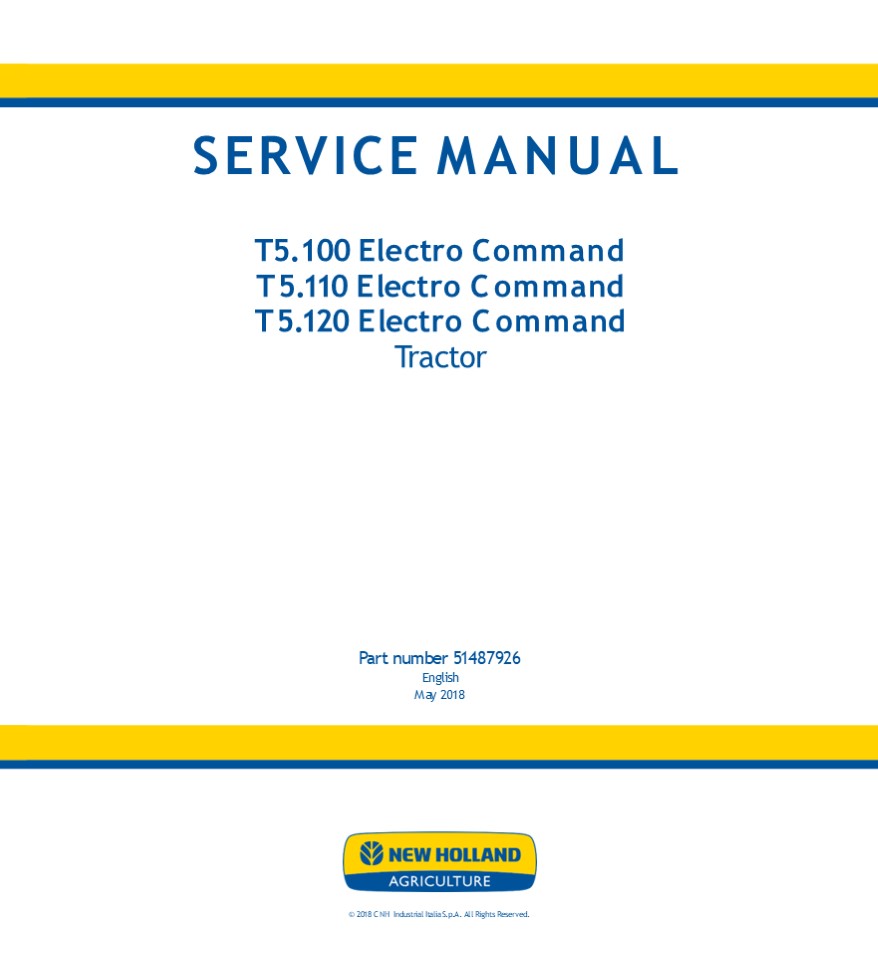 New Holland T5.120 Electro Command Tractor Service Repair Manual ...