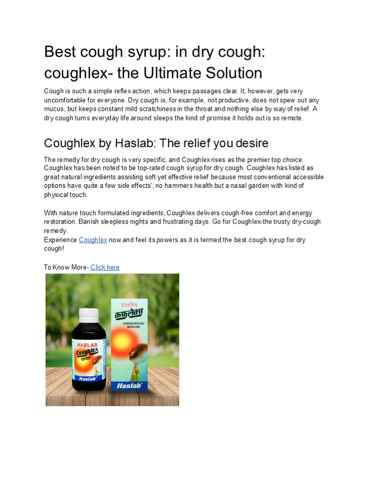 Best cough syrup: in dry cough: coughlex- the Ultimate Solution ...