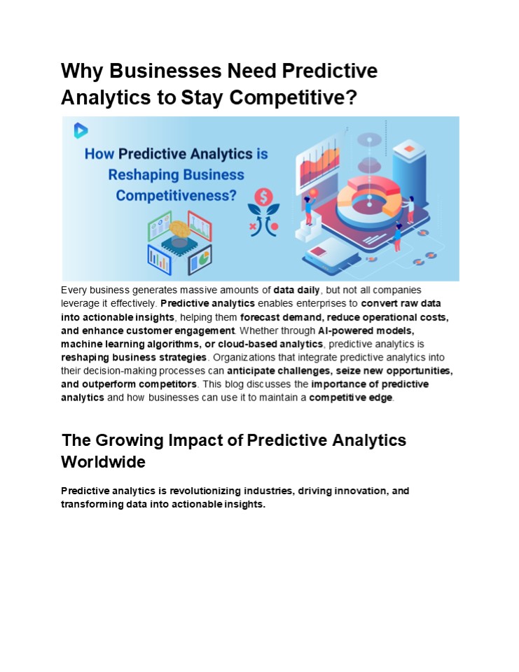 The Competitive Power of Predictive Analytics in Business presentation ...