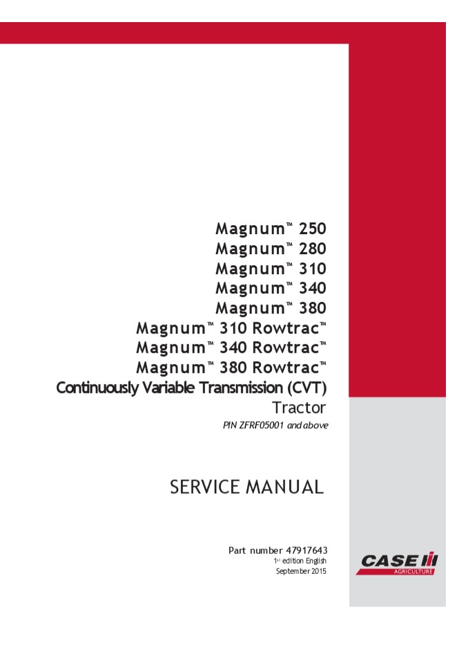 CASE IH Magnum 280 Continuously Variable Transmission (CVT) Tier 4B ...