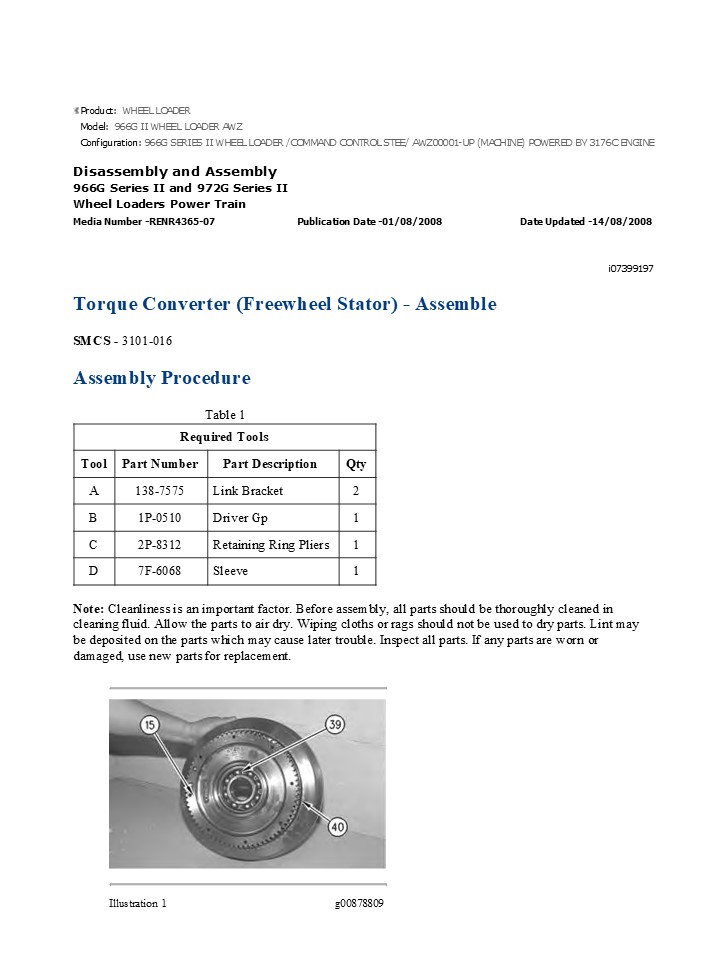 Caterpillar Cat 966G II WHEEL LOADER (Prefix AWZ) Service Repair Manual ...