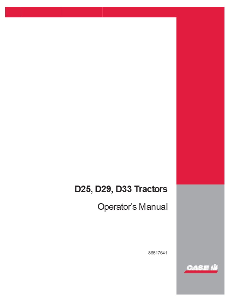 Case IH D25 D29 D33 Tractors Operator’s Manual Instant Download ...