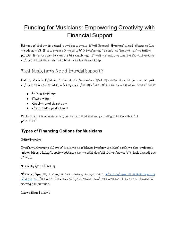 Funding for Musicians: Empowering Creativity with Financial Support ...
