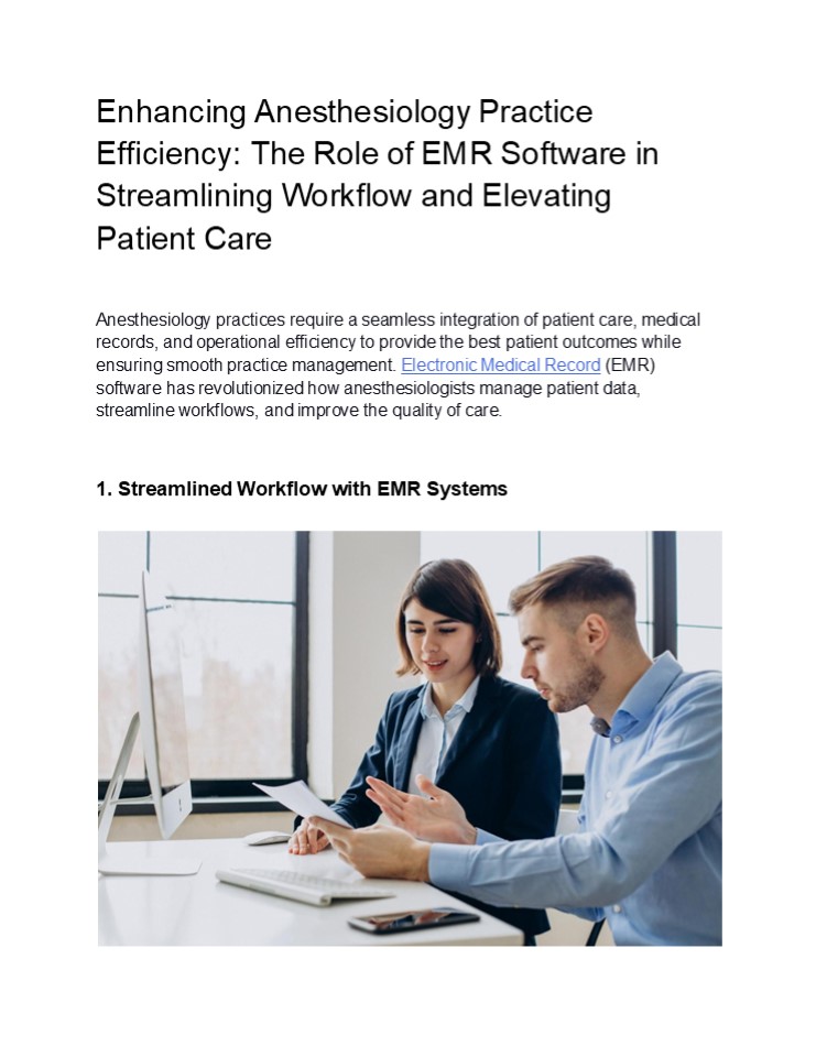 Enhancing Anesthesiology Practice Efficiency: The Role of EMR Software in Streamlining Workflow ...