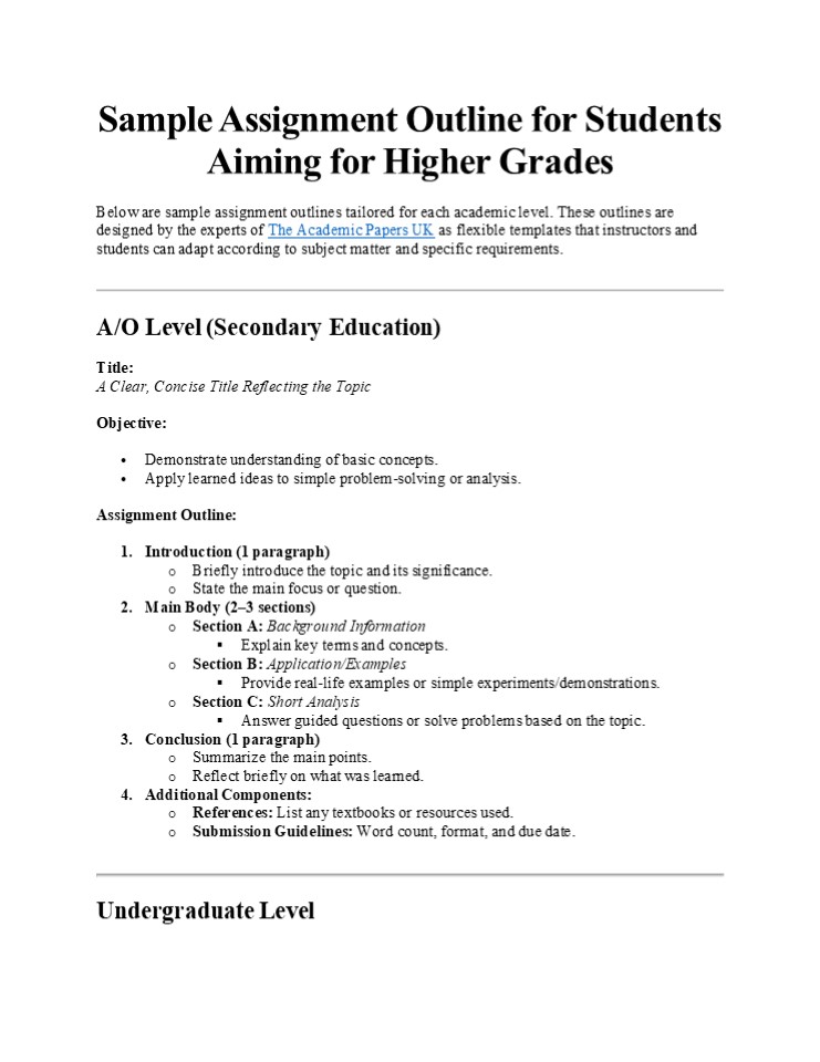 Sample Assignment Outline for Students Aiming for Higher Grades ...