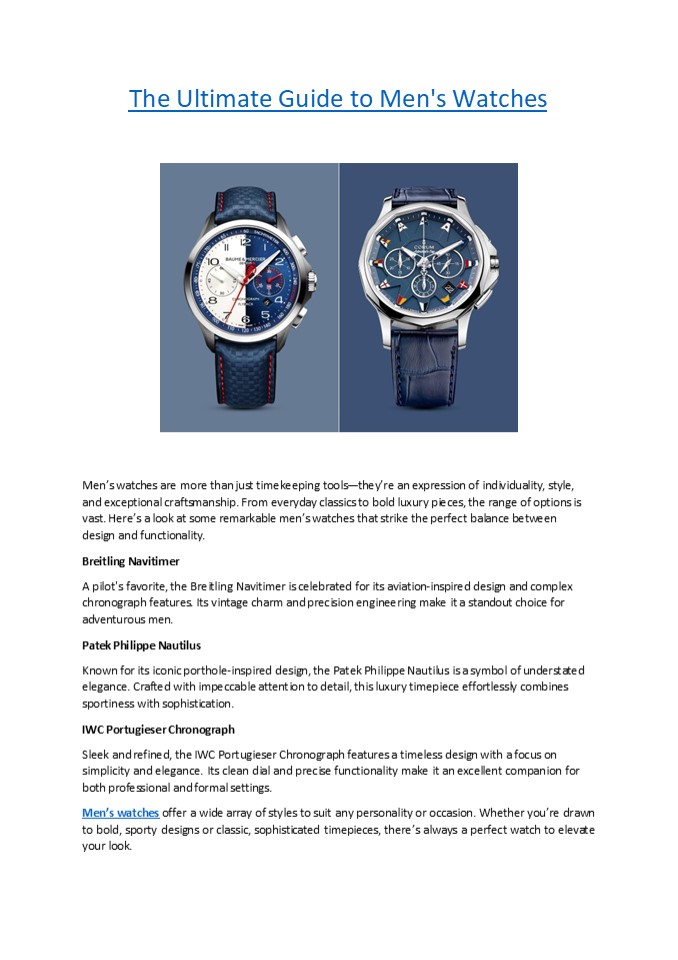 The Ultimate Guide to Mens Watches presentation | free to download