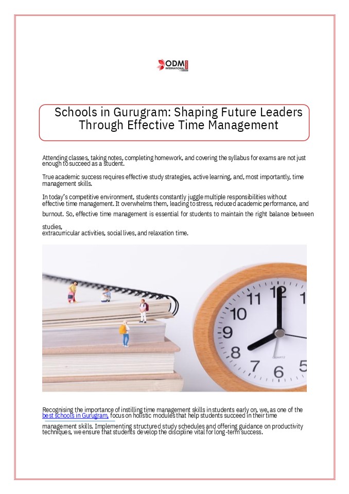 Schools in Gurugram: Shaping Future Leaders Through Effective Time ...