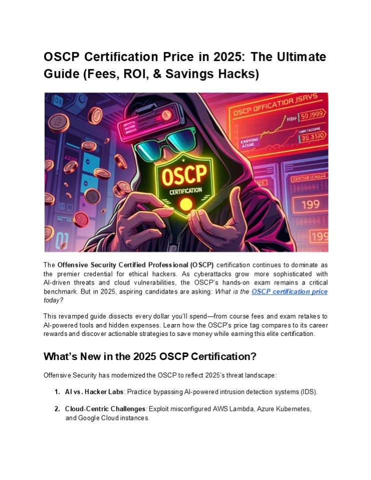 OSCP Certification Price 2025: Full Cost Breakdown & ROI Unveiled ...