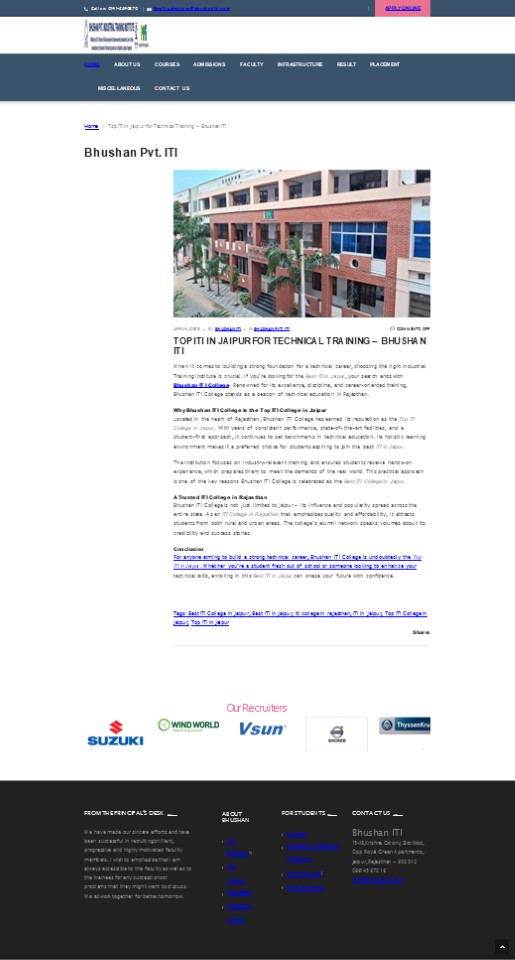 Top ITI College in Jaipur - Bhushan ITI presentation | free to download