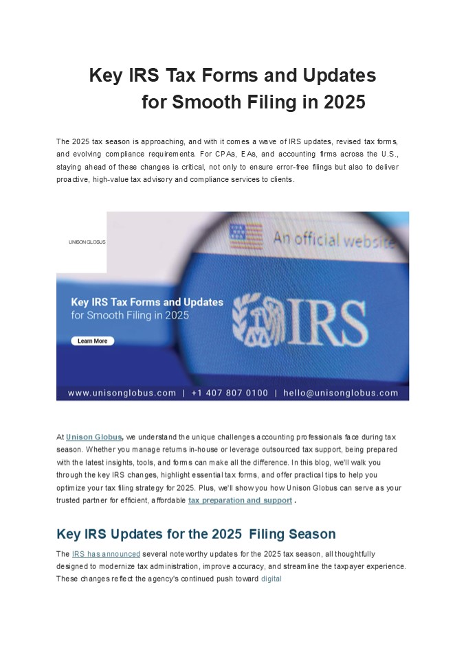 Key IRS Tax Forms and Updates for Smooth Filing in 2025 presentation ...