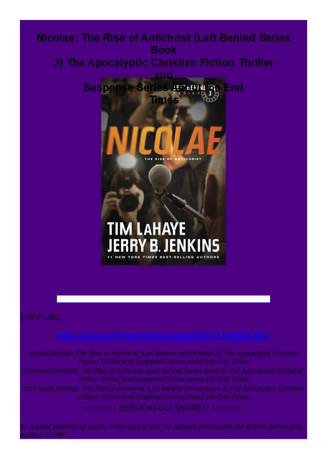 PPT – Download (PDF) Nicolae: The Rise of Antichrist (Left Behind ...