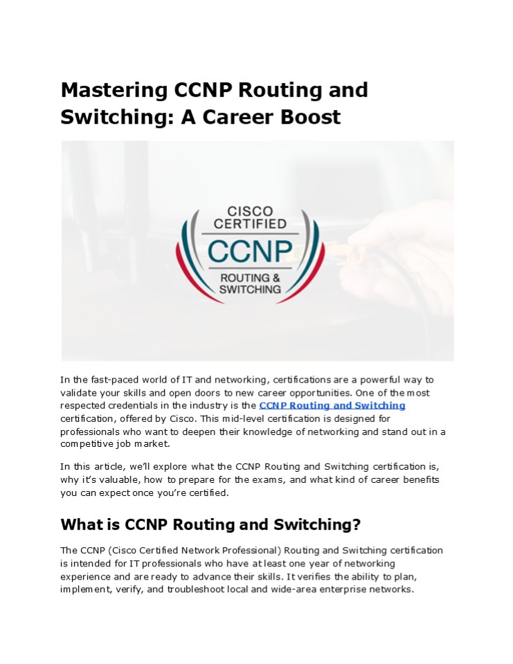 Mastering CCNP Routing and Switching Certification presentation | free to download