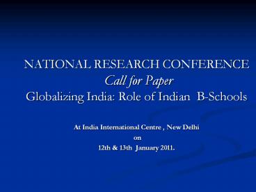 NATIONAL RESEARCH CONFERENCE presentation | free to download