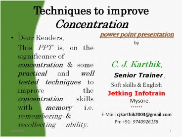 Techniques to Improve Concentration presentation | free to download