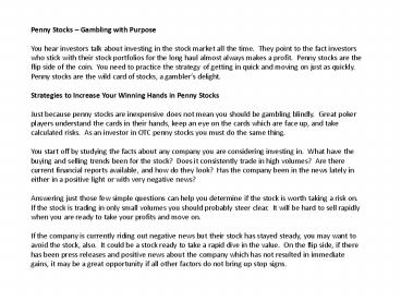 PPT – Penny Stocks PowerPoint presentation | free to download - id: 2ac4af-NmViO