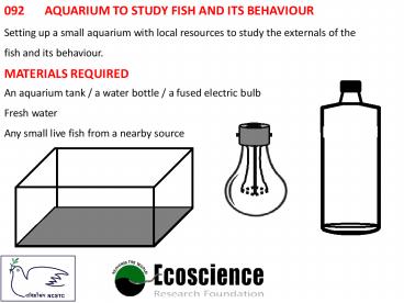 PPT – 092 AQUARIUM TO STUDY FISH AND ITS BEHAVIOUR PowerPoint ...