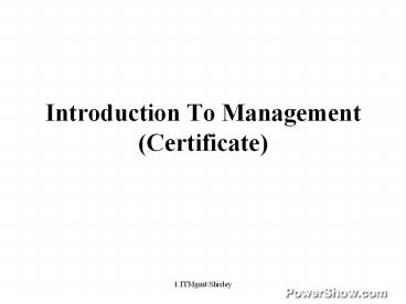 Introduction to Management presentation | free to view