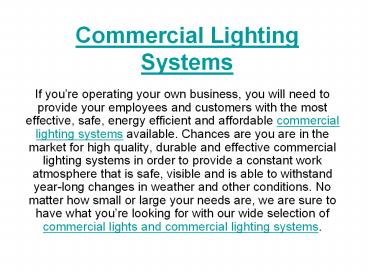 PPT – Commercial Lighting System PowerPoint presentation | free to view ...