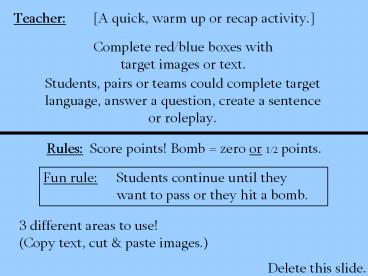 Interactive TEFL Game: Minesweeper presentation | free to download