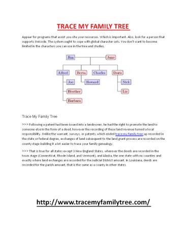 trace my family tree - Some New Guidelines presentation | free to view