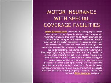 motor insurance presentation | free to view