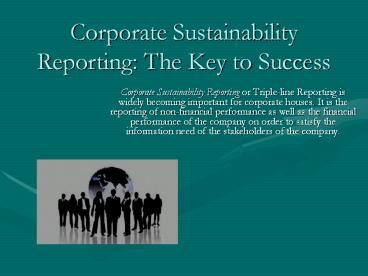 CSR Reporting - The Key to Success presentation | free to view