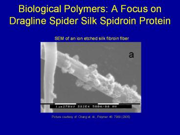 Biological Polymers: A Focus on Dragline Spider Silk presentation ...