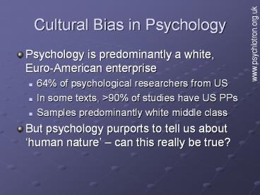 Cultural Bias in Psychology presentation | free to download