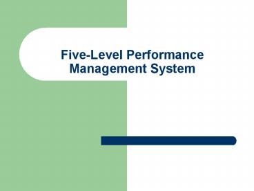 Five-Level Performance Management System presentation | free to download