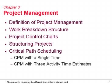 Chapter 3 Project Management presentation | free to view