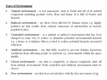 Types of Environment presentation | free to view