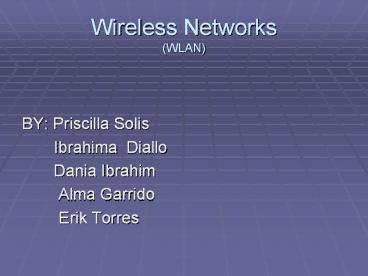 Wireless Networks (WLAN) presentation | free to view