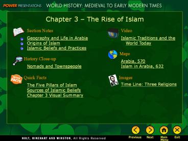 Chapter 3 – The Rise of Islam presentation | free to view