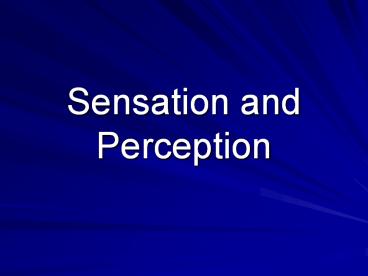 PPT – Sensation and Perception PowerPoint presentation | free to view ...
