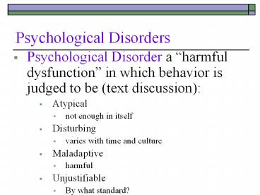 PPT – Psychological Disorders PowerPoint presentation | free to ...