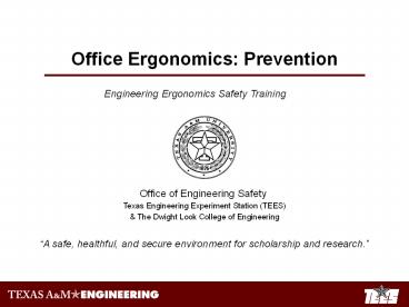 Office Ergonomics presentation | free to view