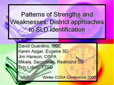 Patterns of Strengths and Weaknesses: District approaches to SLD ...