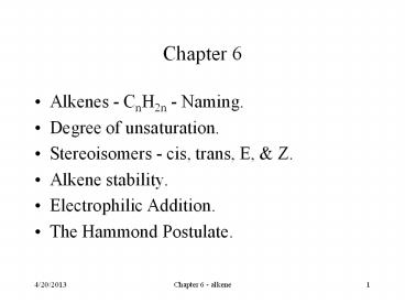 PPT – Alkenes - CnH2n - Naming. PowerPoint presentation | free to view ...