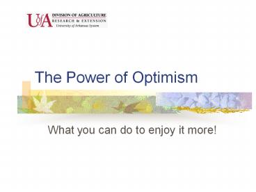 The Power of Optimism presentation | free to view