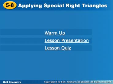 PPT – Applying Special Right Triangles PowerPoint presentation | free ...