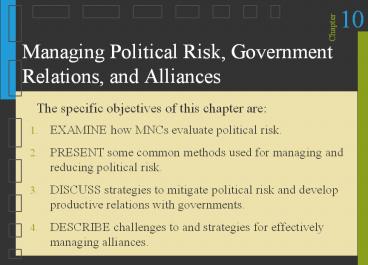 Managing Political Risk, Government Relations, and Alliances ...