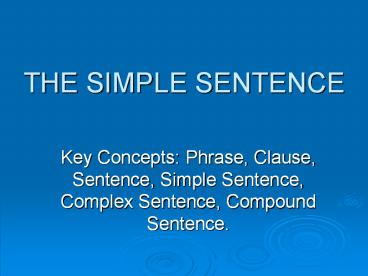 THE SIMPLE SENTENCE presentation | free to download