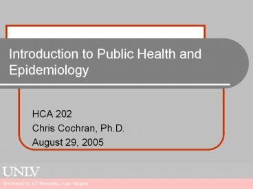 Introduction to Public Health and Epidemiology presentation | free to view