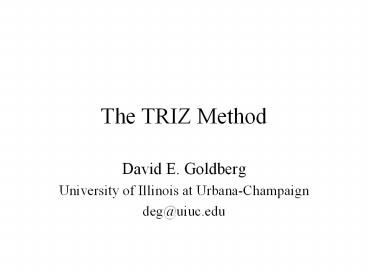 The TRIZ Method presentation | free to view
