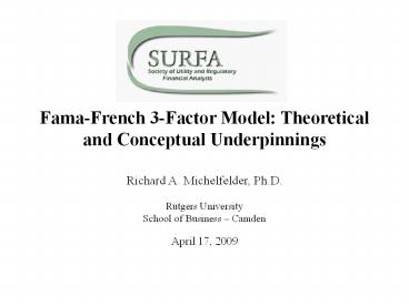 Fama-French 3-Factor Model: Theoretical and Conceptual Underpinnings ...